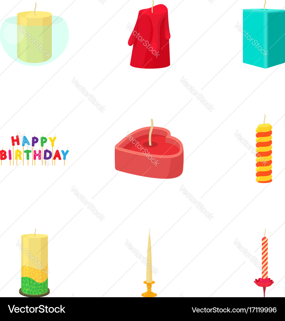 Candle icons set cartoon style Royalty Free Vector Image