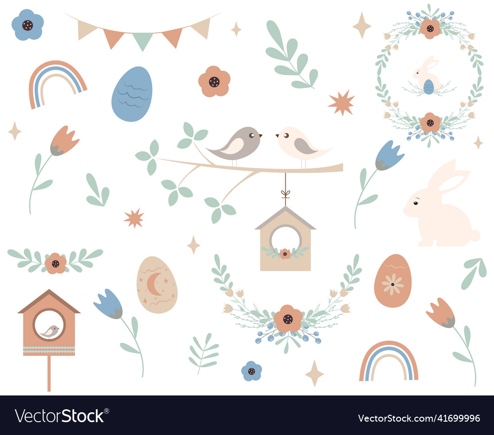 Easter elements set 4 Royalty Free Vector Image