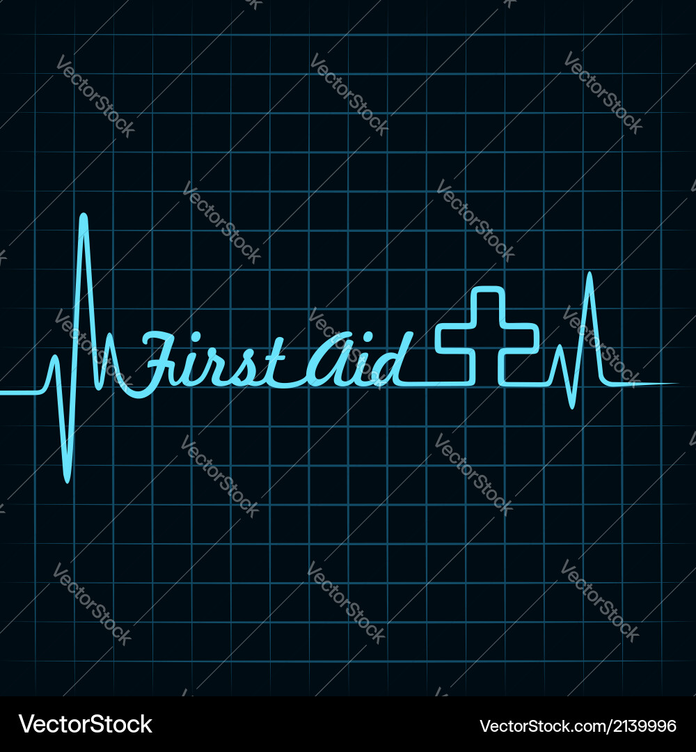 Heartbeat make first aid word and plus symbol Vector Image