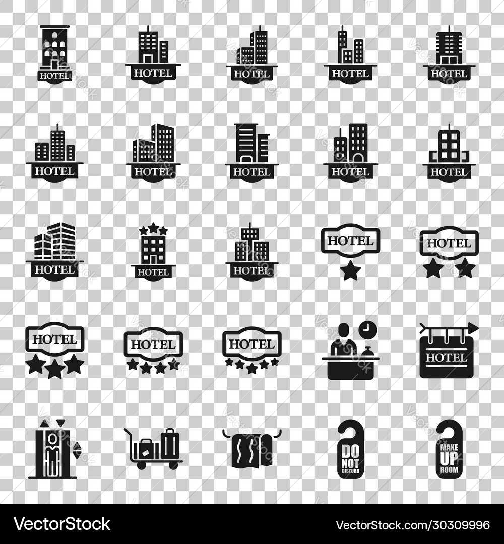 Hotel icon set in flat style booking on white Vector Image