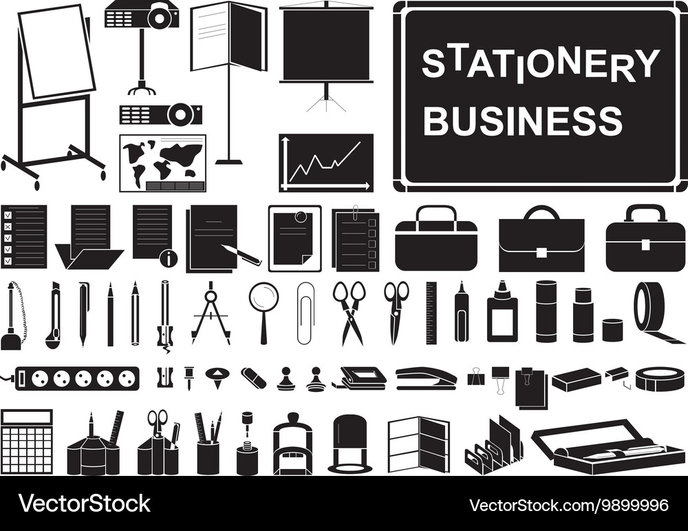 Icons business stationery Royalty Free Vector Image
