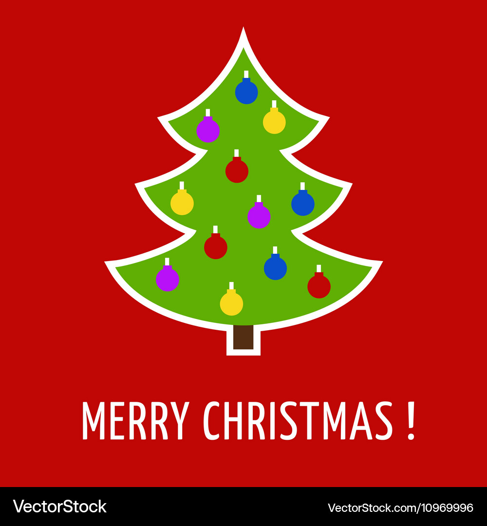 Image of christmas tree on a red background Vector Image