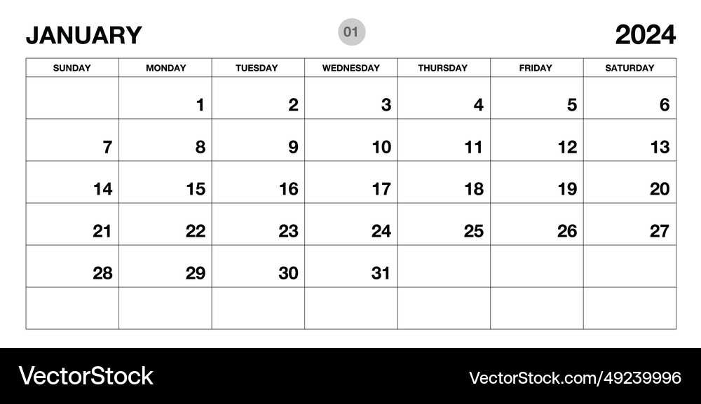 January 2024 year planner template calendar Vector Image