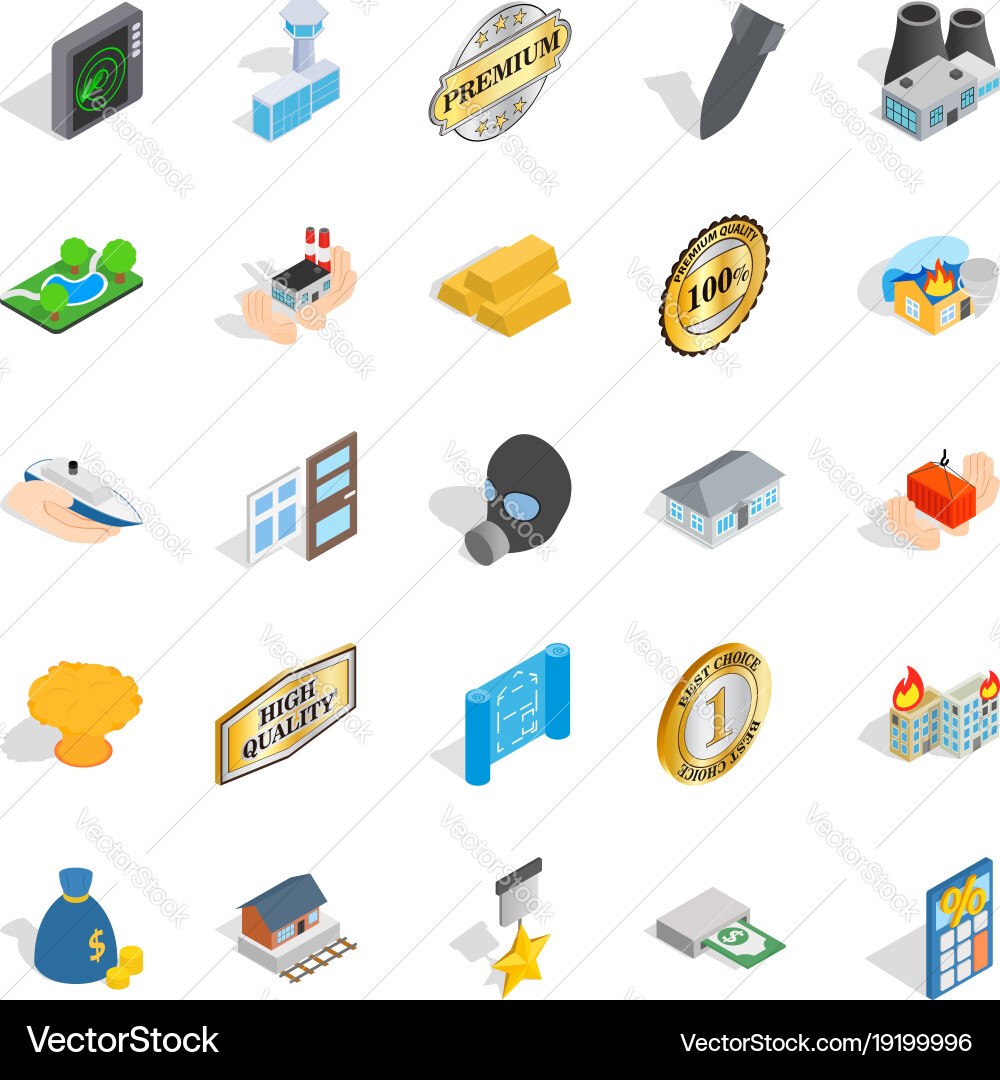 Over profit icons set isometric style Royalty Free Vector
