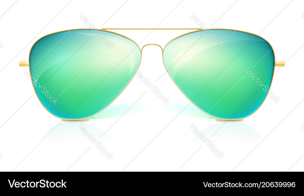 Realistic sunglasses classic shape in fine gold Vector Image