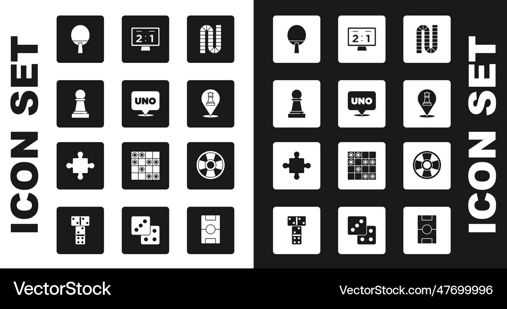 Set board game uno card chess racket sport Vector Image
