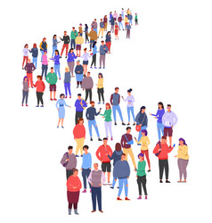 People queue different ages and nationalities Vector Image