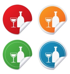 Alcohol sign drink symbol bottle with glass Vector Image
