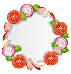 Border design with different kinds of food Vector Image