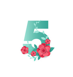 Beautiful floral eco numbers Royalty Free Vector Image
