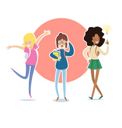 Set of diverse students in flat cartoon style Vector Image