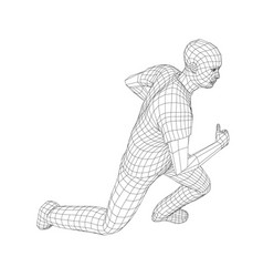 Wire frame running man Royalty Free Vector Image