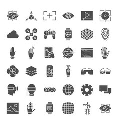 Machine learning line web glyph icons Royalty Free Vector