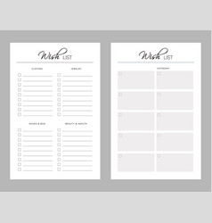 Wish list printable template Royalty Free Vector Image