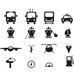 Transportation line icons on white background Vector Image