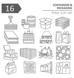 Containers and packaging icon set thin line Vector Image