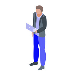 Man with laptop icon isometric style Royalty Free Vector