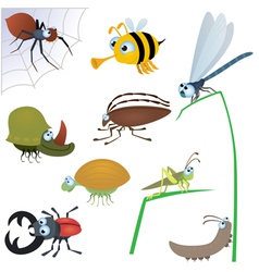 Set of funny cartoon insects isolated Royalty Free Vector