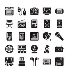 Media and entertainment icons set Royalty Free Vector Image