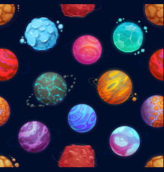 Cartoon space planets and stars seamless pattern Vector Image