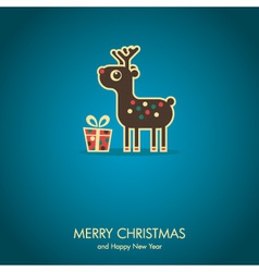 Merry christmas card with deer and santa claus Vector Image