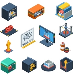 3d printing orthogonal icons Royalty Free Vector Image