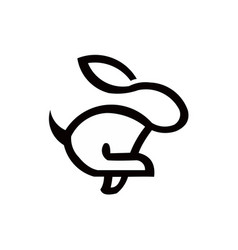 Animal rabbit one line art logo design Royalty Free Vector