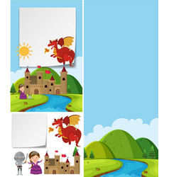 Border template with green dragon Royalty Free Vector Image