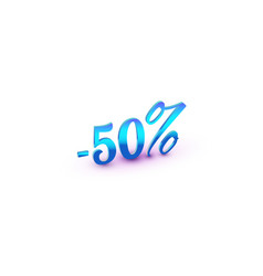Glossy blue 50 fifty percent off sale isolated Vector Image