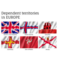 Waving flags of dependent territories Royalty Free Vector
