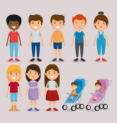Group of boys friends characters Royalty Free Vector Image