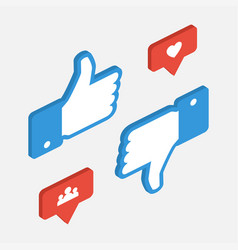 Isometric icons set like icon like counter Vector Image