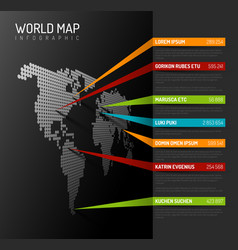 Infographic dark world map with pointer marks Vector Image