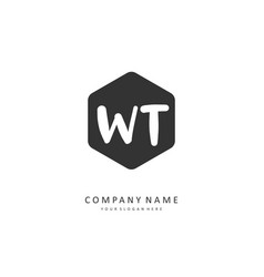 W t wt initial letter handwriting and signature Vector Image