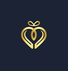 Love heart valentine gold logo Royalty Free Vector Image