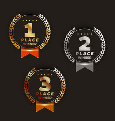 1st 2nd 3rd place logo with laurels and ribbon Vector Image
