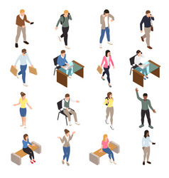 City People Isometric Set Royalty Free Vector Image