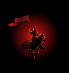 Knight on horse carrying a flag Royalty Free Vector Image