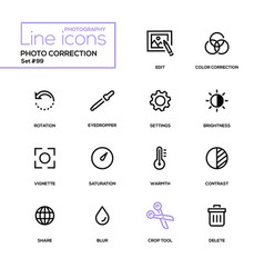 Photo correction - modern line design icons set Vector Image