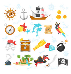 Set pirate icons and symbols Royalty Free Vector Image