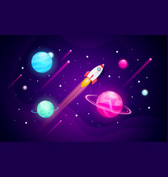 Space background with red planet landscape Vector Image