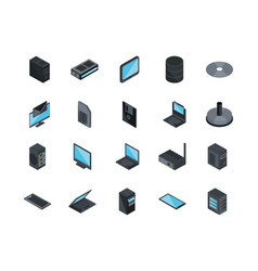Technology hardware device computer icons set Vector Image