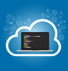 Devops software development icon set coding Vector Image