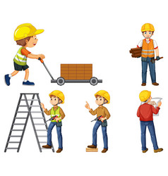Carpenter with wood and tools Royalty Free Vector Image
