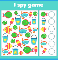 I spy game count summertime beach objects summer Vector Image