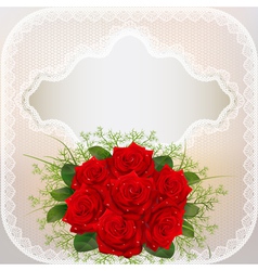 Background with red roses and lace Royalty Free Vector Image