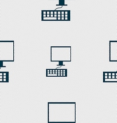 Computer monitor and keyboard icon seamless Vector Image