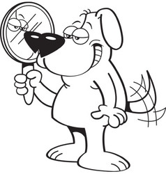 Cartoon dog holding a mirror Royalty Free Vector Image