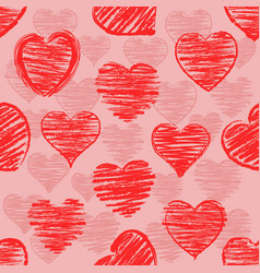Heart symbol seamless pattern hand drawn sketch Vector Image
