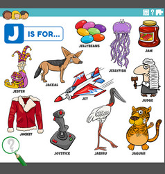 Letter j learning english alphabet writing Vector Image